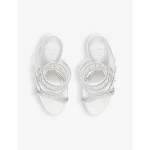 Rene Caovilla Chandelier 105 Crystal-embellished Heeled Leather Sandals - Grey/light