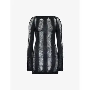 Jaded London Open-Back Knitted Mini Dress - Black | Editorialist