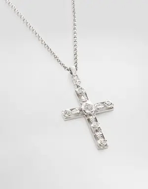Dolce & Gabbana Brass Necklace With Cross And Logo