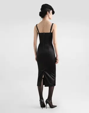 Dolce & Gabbana Satin Corset Calf-length Dress With Bra Detail - Black