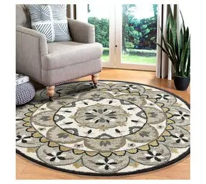 OX BAY TRADING CO. Ox Bay May Floral Medallion Wool Indoor 4' Roun D Rug - One-color