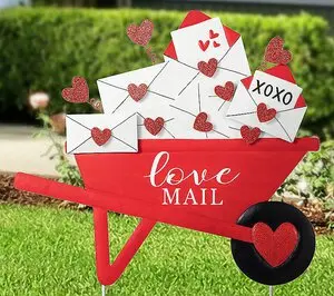GLITZHOME 24' Valentine's Metal Love Letter Wag On Garden Stake - One-color