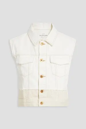 SLVRLAKE Caroline Frayed Twotone Denim Vest - Ecru