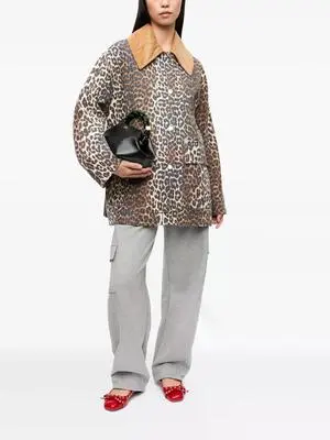GANNI Leopard-print Bomber Jacket - Brown