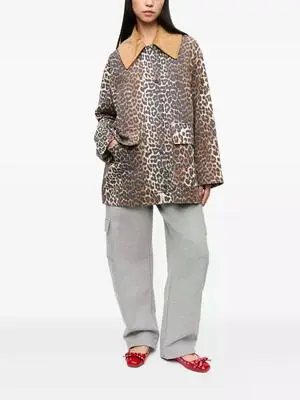 GANNI Leopard-print Bomber Jacket - Brown