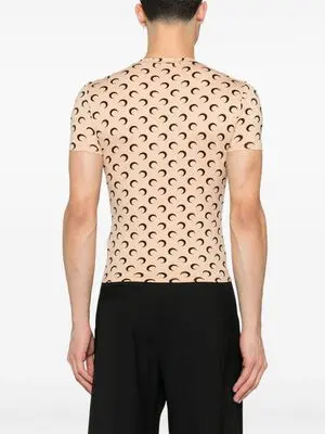 MARINE SERRE Allover Moon Print Crewneck Top - Neutrals