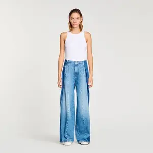 Sandro Wide-leg Paneled Jeans