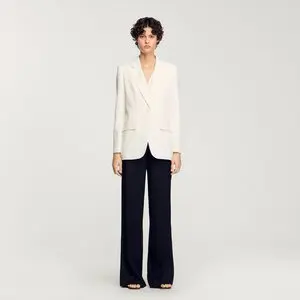 Sandro Striped Sequin Suit Jacket - Ecru
