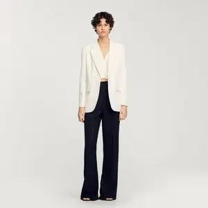 Sandro Striped Sequin Suit Jacket - Ecru