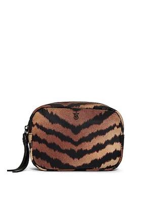 Victoria's Secret Woven Makeup Bag With Beach Motif - Black