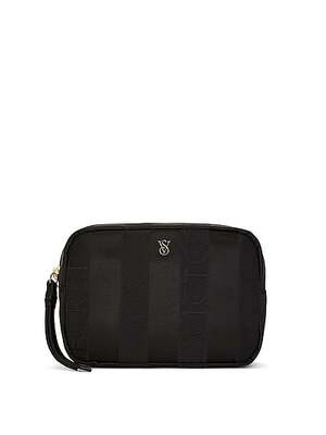 Victoria's Secret Woven Makeup Bag With Beach Motif - Black
