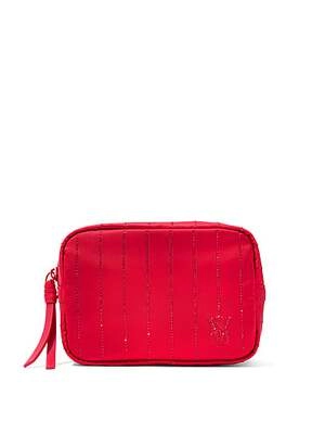 Victoria's Secret Woven Makeup Bag With Beach Motif - Red