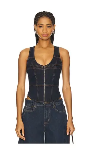 Lioness Westwood Zip-up Denim Top