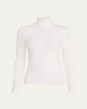 FRAME Ribbed Turtleneck Top - White
