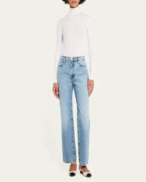 FRAME Ribbed Turtleneck Top - White