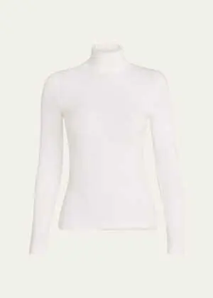 FRAME Ribbed Turtleneck Top - White