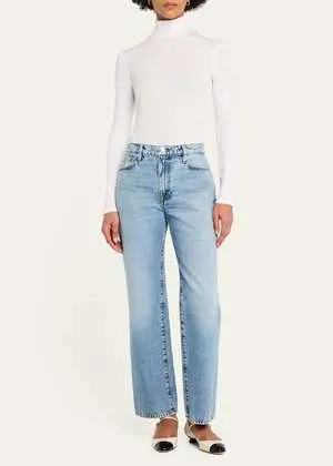 FRAME Ribbed Turtleneck Top - White