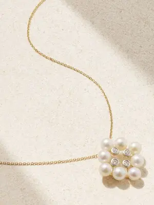 Mateo 14-karat Pearl And Diamond Pendant Necklace - Gold