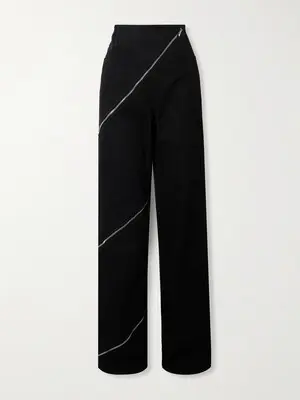 Alaïa Zip-embellished Wide-leg Jeans - Black