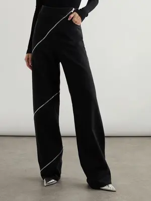 Alaïa Zip-embellished Wide-leg Jeans - Black