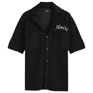 Amiri Short Sleeve Mesh Polo - Black