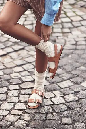 Free People Blossom Buckle Sandals - Luggage Leather