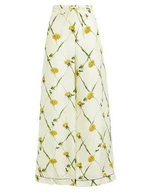 Burberry Floral-print Satin Wide-leg Pants - Yellow