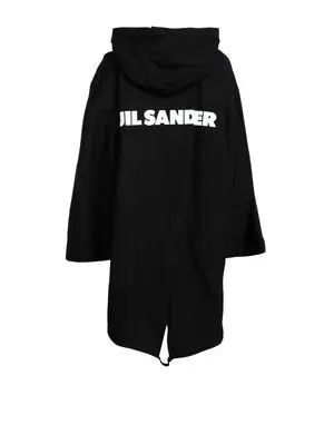 JIL SANDER Cotton Overcoat & Trench Coat - Black