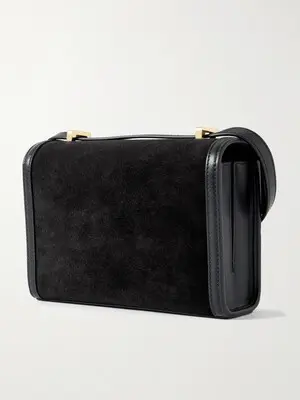 Savette Symmetry 19 Leather-trimmed Suede Shoulder Bag