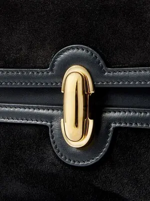Savette Symmetry 19 Leather-trimmed Suede Shoulder Bag