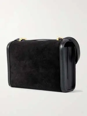Savette Symmetry 19 Leather-trimmed Suede Shoulder Bag