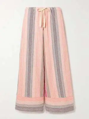 LEMLEM Desta Striped Cotton-blend Pants - Plum