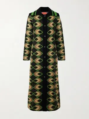 La DoubleJ Metallic Jacquard-knit Longline Coat