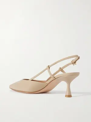 GIANVITO ROSSI Ascent 55 Leather Slingback Pumps - Neutrals