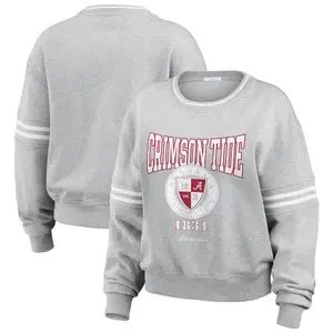 WEAR BY ERIN ANDREWS Alabama Crimson Tide Classic Stripe Pullover Sweater - Heather Gray