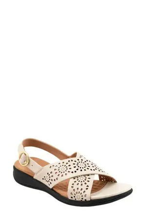 Softwalk Tillman Perforated Slingback Sandal - Bone
