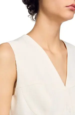 Sandro Sequin Striped Cropped Jacket - Ecru