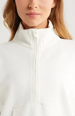 Zella Cloud Fleece Half Zip Sweatshirt - Ivory Egret