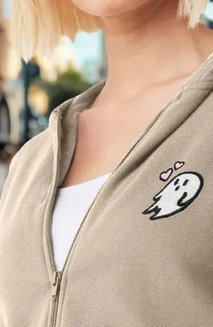 DALIX Heartly Ghost Fleece Zip Hoodie