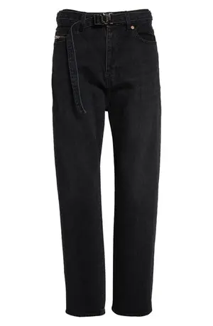 Sacai Belted Straight-leg Jeans - Black 001