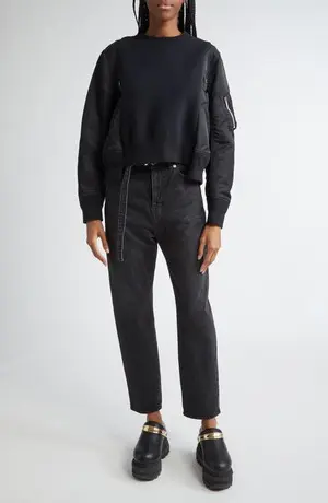 Sacai Belted Straight-leg Jeans - Black
