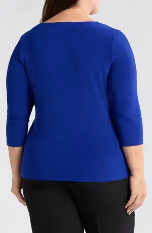 KASPER Twist Neck Cutout Top - Royal Signature