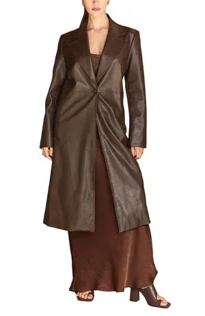 CRESCENT Longline Faux Leather Coat