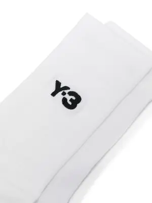 Y3 Logo-embroidered Crew Socks - White