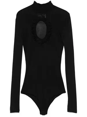 SELF-PORTRAIT Cut-out Knit Bodysuit - Black