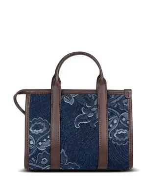 Etro Mini Floral-jacquard Denim Tote Bag