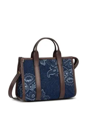 Etro Mini Floral-jacquard Denim Tote Bag