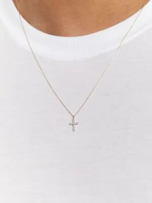 Mateo 14k Yellow Diamond Cross Pendant Necklace