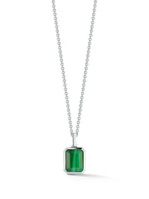 Mateo Sterling Malachite Pendant Necklace - Silver