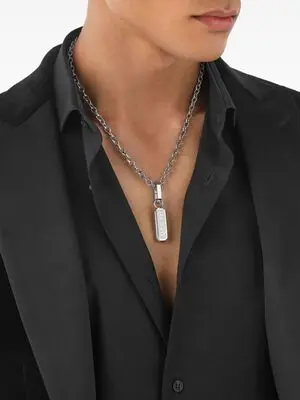 Philipp Plein Gothic Tag Pendant Necklace - Silver